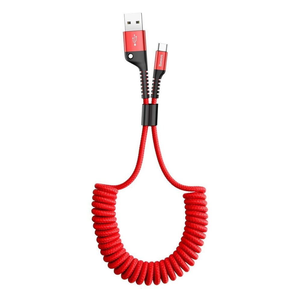 Кабел Baseus Spring - loaded USB към USB - C 1m 2A червен | Купи от ...